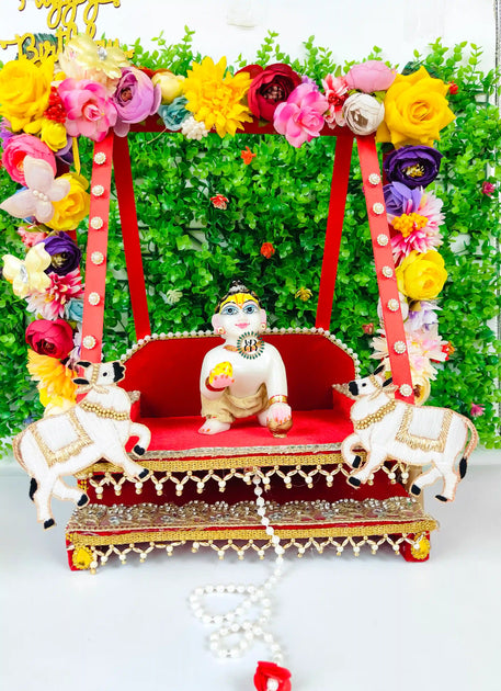 Red flower & lighting jhula unique design for laddu gopal ji – Bell bottom